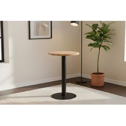 Bistrotisch EMILIO / 60x60 / Akazie naturfarben / S&auml;ulen-Gestell rund Schwarz