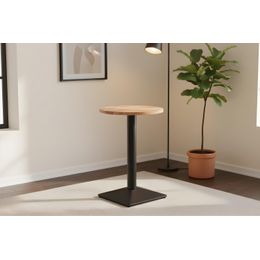 Bistrotisch EMILIO / 50x50 / Akazie naturfarben / S&auml;ulen-Gestell eckig Schwarz