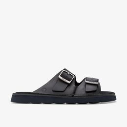 Clarks Solsbury Riemen Schwarze Leder-Sandalen