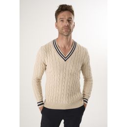 Pullover Basic-Pullover Mit V-Ausschnitt Und Zopfmuster