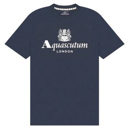 Aquascutum Active Beach Basic T-shirt Mit Gro&szlig;em Logo In Marineblau