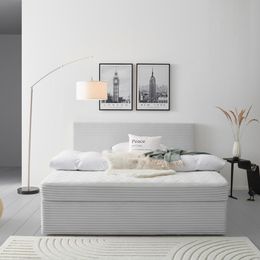 P & B Boxbett, Silber, Holz, Textil, Tanne, H3, 7-Zonen, H&ouml;he ca. 20 cm, 160x200 cm, Schlafzimmer, Betten, Boxspringbetten