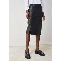 bonprix Lederrock aus Lammnappa, schwarz, Gr.44, Moderner Lederrock in figurumspielender Form, mit eleganten Schlitz vorne, aus Nappaleder