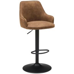 Mid.you Barhocker, Braun, Schwarz, Metall, Textil, rund, 50x90-111x51 cm, Esszimmer, Barm&ouml;bel, Barhocker