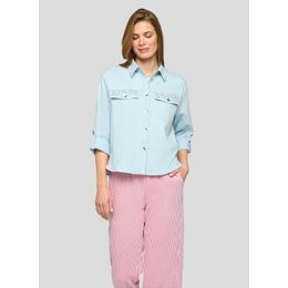 Rabe Damen Hemdblusebleachedblau, Gr. 36, unifarben, Denim/Jeans, Obermaterial: 92% Baumwolle, 6% Polyester, 2% Elasthan, Blusen, mit Brust Taschen