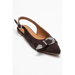 Cordelia Leder Spitz Zehenbereich Schnalle Sandale