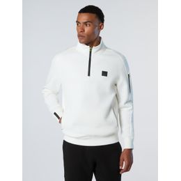 North Sails Sweatshirt Piqu&eacute; Scuba Stoff mit halbem Rei&szlig;verschluss
