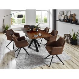 Tischgruppe 7tlg. QUINCY / nussbaumfarben / 120 cm