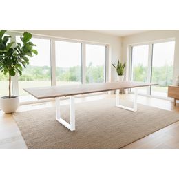 Tisch AVINO / naturfarben / 220(320)x100 / U-Gestell Wei&szlig;
