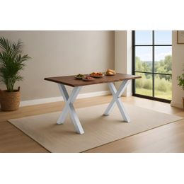 Baumkantentisch ROXANA / 140x85 / X-Gestell Silber
