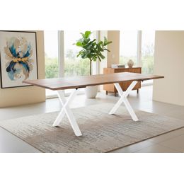 Tisch AVINO / naturfarben / 160(260)x90 / X-Gestell Wei&szlig;