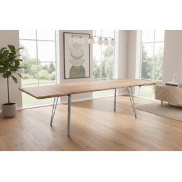 Tisch AVINO / naturfarben / 180(280)x90 / Vierfu&szlig;-Gestell Silber