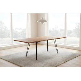 Tisch AVINO / naturfarben / 120(200)x90 / Vierfu&szlig;-Gestell Schwarz