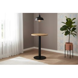 Bistrotisch EMILIO / 60x60 / Mango naturfarben / S&auml;ulen-Gestell rund Schwarz