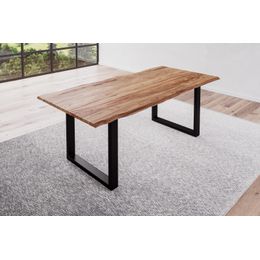 Baumkantentisch MAILAND / naturfarben / 180x90 / U-Gestell Schwarz