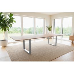 Tisch AVINO / naturfarben / 200(300)x100 / U-Gestell Silber