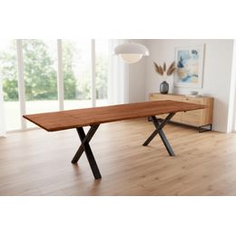 Tisch AVINO / nussbaumfarben / 180(280)x90 / X-Gestell Schwarz