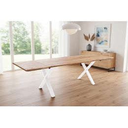 Tisch AVINO / naturfarben / 180(280)x90 / X-Gestell Wei&szlig;