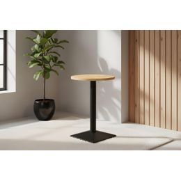 Bistrotisch EMILIO / 50x50 / Mango naturfarben / S&auml;ulen-Gestell eckig Schwarz