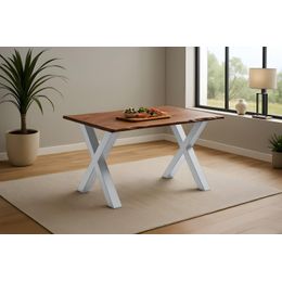 Baumkantentisch ROXANA / 120x80 / X-Gestell Silber