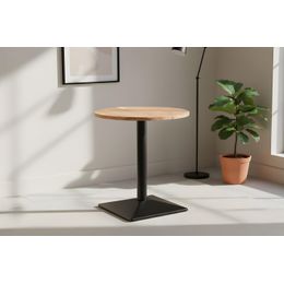Bistrotisch EMILIO / 70x70 / Akazie naturfarben / S&auml;ulen-Gestell eckig Schwarz