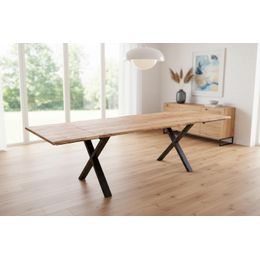 Tisch AVINO / naturfarben / 180(280)x90 / X-Gestell Schwarz