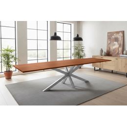 Tisch AVINO / nussbaumfarben / 220(320)x100 / Spider-Gestell Silber