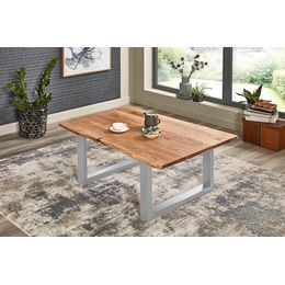 Couchtisch BILLY / nussbaumfarben / 80x80 / U-Gestell Silber