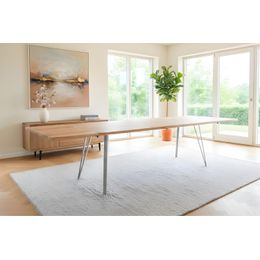 Tisch AVINO / naturfarben / 220(320)x100 / Vierfu&szlig;-Gestell Silber
