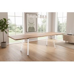Tisch AVINO / naturfarben / 180(280)x90 / Vierfu&szlig;-Gestell Wei&szlig;