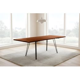 Tisch AVINO / nussbaumfarben / 140(220)x90 / Vierfu&szlig;-Gestell Schwarz