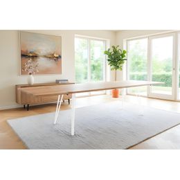 Tisch AVINO / naturfarben / 220(320)x100 / Vierfu&szlig;-Gestell Wei&szlig;