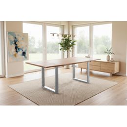 Tisch AVINO / naturfarben / 140(220)x90 / U-Gestell Silber