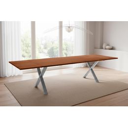Tisch AVINO / nussbaumfarben / 220(320)x100 / X-Gestell Silber