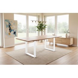 Tisch AVINO / naturfarben / 160(260)x90 / U-Gestell Wei&szlig;
