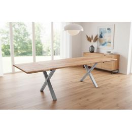 Tisch AVINO / naturfarben / 180(280)x90 / X-Gestell Silber