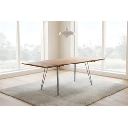 Tisch AVINO / naturfarben / 160(260)x90 / Vierfu&szlig;-Gestell Silber