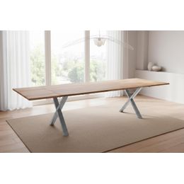 Tisch AVINO / naturfarben / 200(300)x100 / X-Gestell Silber