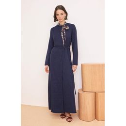 Marineblaues, flaches, langes Skater-Hijab-Kleid f&uuml;r Damen