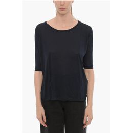 Woolrich Einfarbiges Oversize-T-Shirt mit Rundhalsausschnitt in Blau