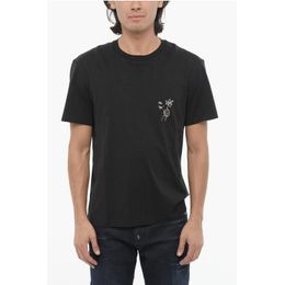 Neil Barrett Cotton FOR YOU Rundhals-T-Shirt mit Kontrast-Print in Schwarz