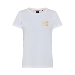 BOSS Orange Damen T-Shirt "Elove Premium Damenmode"natural 103, Gr. L, bestickt, unifarben, Single Jersey, Obermaterial: 100% Baumwolle, Shirts, mit