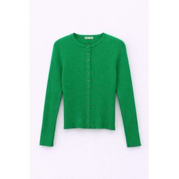Knopfverschluss Slim Fit Rippstrick-Cardigan