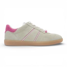 Tamaris Damen-Sneaker aus gr&uuml;nem und pinkfarbenem Leder
