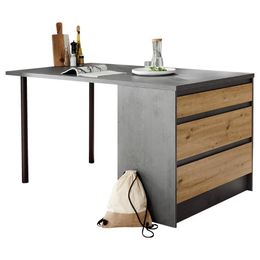 P & B K&uuml;cheninsel Troja, Anthrazit, Eiche Artisan, Holzwerkstoff, 3 Schublade(n) Schubladen, nur wie online abgebildet bestellbar, 180x91x90 cm, K&uuml;chen, K&uuml;chenm&ouml;bel, K&uuml;cheninseln