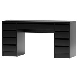 Livetastic Schreibtisch, Schwarz, Holzwerkstoff, 9 Schublade(n) Schubladen, rechteckig, 55x77.6x152.6 cm, Arbeitszimmer, Schreibtische, B&uuml;rotische