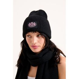 Juicy Couture Wappen Unisex Erwachsene Schwarzes Hut- und Schal-Set - Einheitsgr&ouml;&szlig;e