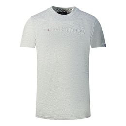 Aquascutum Brand Embossed Logo T-Shirt Grau