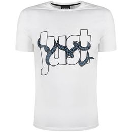 Just Cavalli Schlange gewickeltes Logo Wei&szlig;es T-Shirt