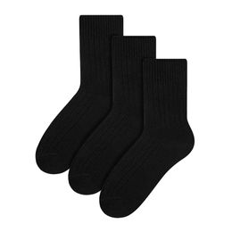 3 Paar Wollsocken f&uuml;r Damen | Steven | Atmungsaktive gepolsterte Damensocken Schwarz